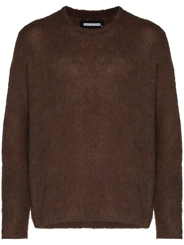 Neighborhood Knitted Mohair Jumper In Brown - 40% Off