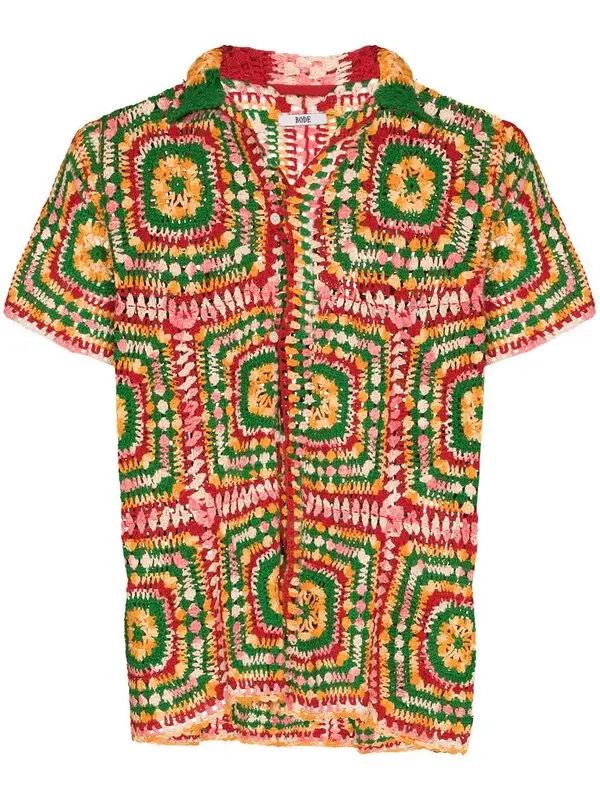 Bode Manchester Crochet Short-Sleeve Shirt - Red | Editorialist