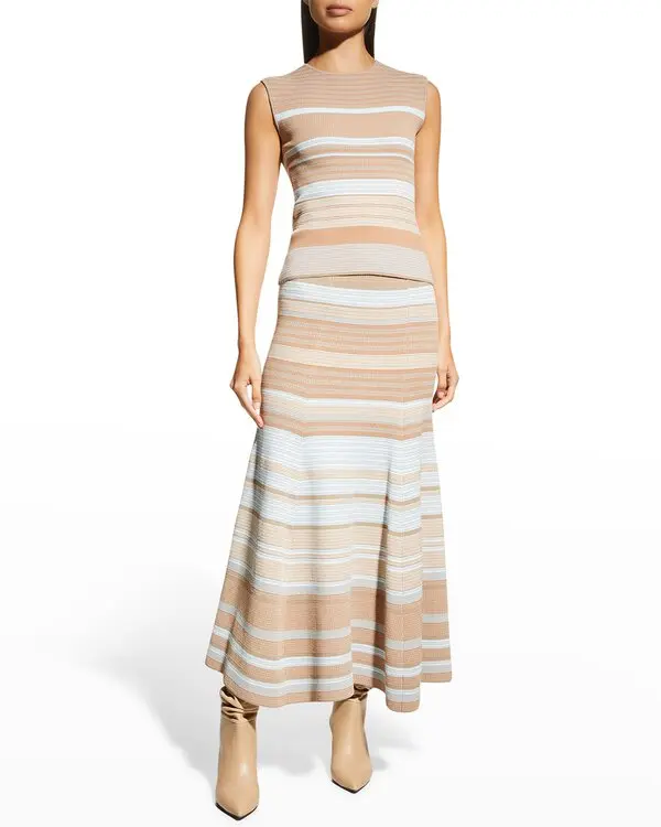 Giorgio Armani Stripe Knit Midi Skirt