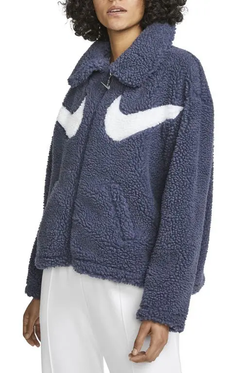 Nike Swoosh Fleece Zip-up Jacket - Thunder Blue/white