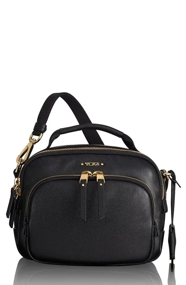 Tumi Voyageur Troy Leather Crossbody Bag - Black | Editorialist display picture 3