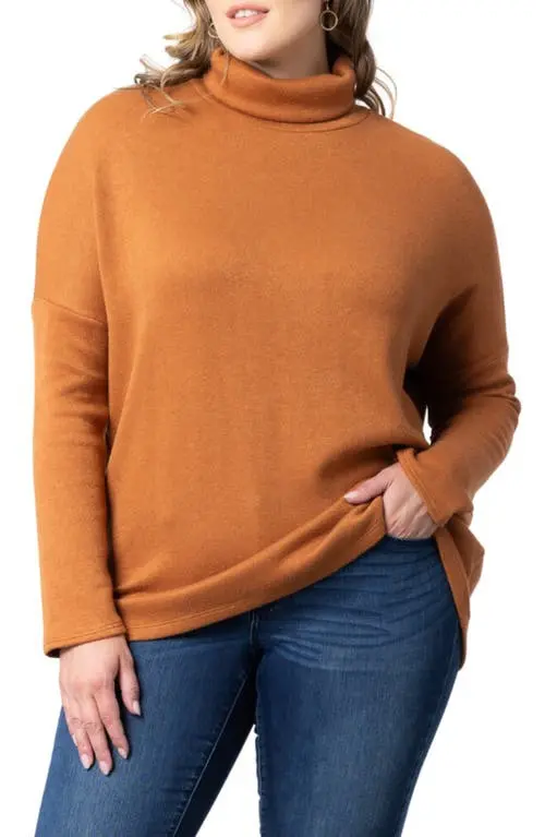 KIYONNA Paris Turtleneck Tunic Sweater - Camel