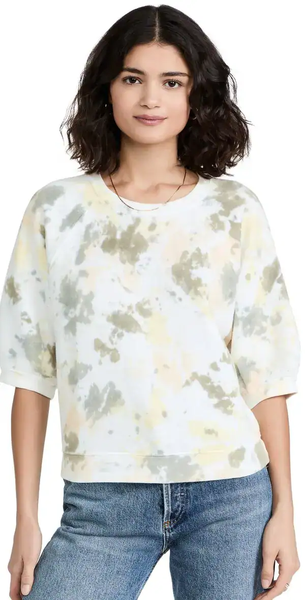 Amo Puff Sleeve Sweatshirt Olive Passion Tie Dye Editorialist