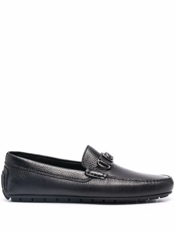 Baldinini Driver Logo-Plaque Leather Loafers In Black - 62  display picture 2
