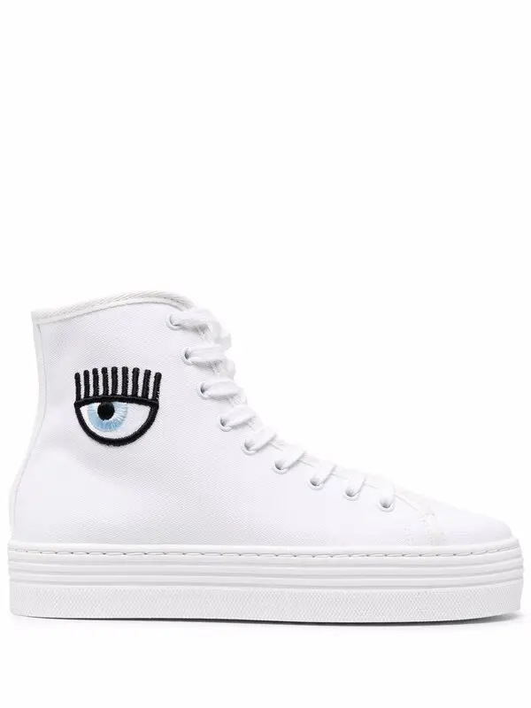 CHIARA FERRAGNI Patch-detail Lace-up Sneakers - White