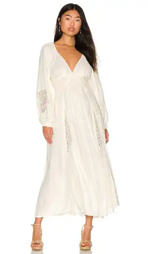 free people lace white dress Free people Elisse Low-Back Flowing Maxi Dress White Sz L NWOT