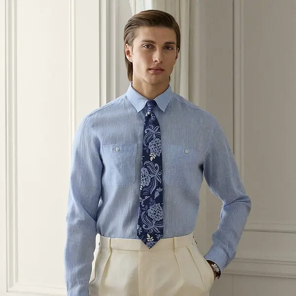 Ralph Lauren Linen Chambray Shirt - Light Blue