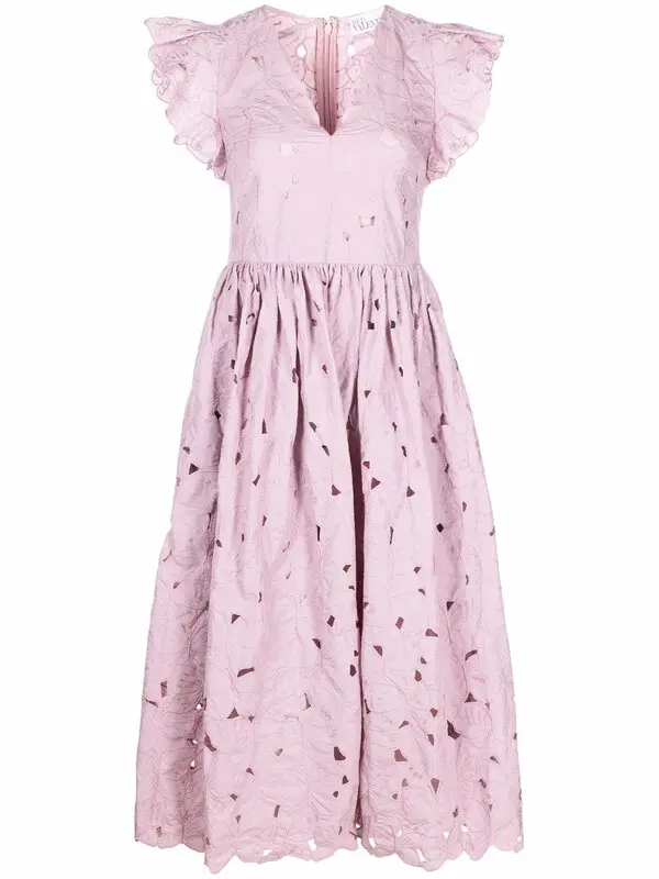 Red Valentino V-Neck Floral-Embroidered Dress In Pink - 45% Off |  Editorialist