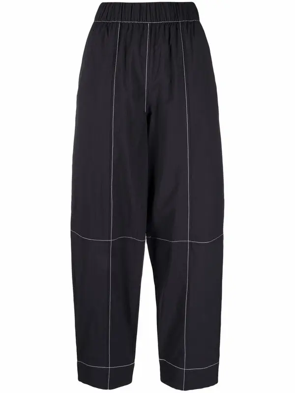 GANNI Contrast-stitching Straight Trousers