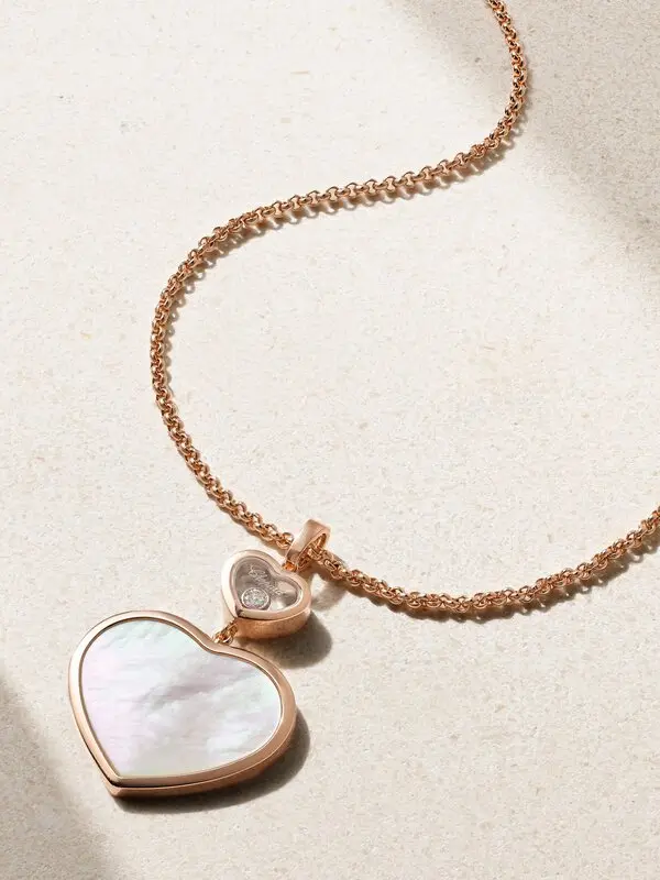 Chopard Happy Hearts 18-karat Mother-of-pearl And Diamond Necklace - Gold