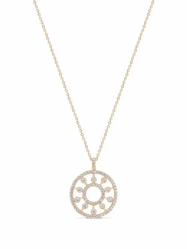 De Beers 18kt Rose Gold Dewdrop Medallion Diamond Necklace Pink