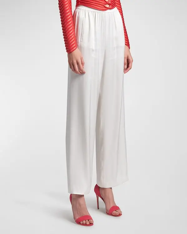 Giorgio Armani Relaxed-leg Silk Trousers - White