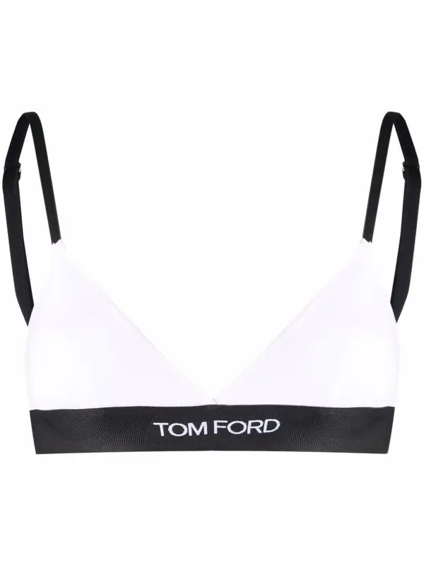 TOM FORD Waistband-logo Triangle Bra - White