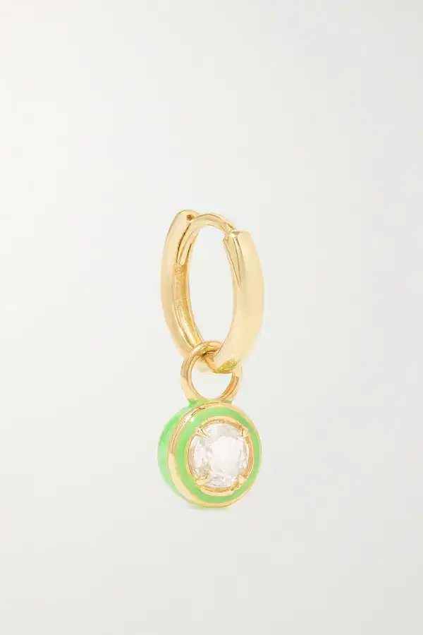 Alison Lou Cocktail Topaz And Enamel Hoop Earring In Gold 50
