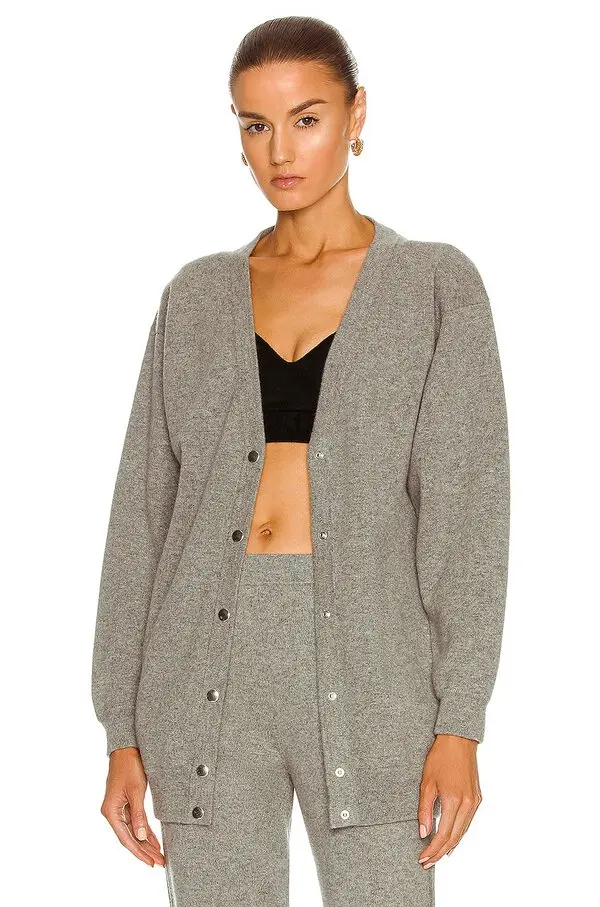 Alaïa Regular Relaxed Fit Cashmere Cardigan - Gris Chine