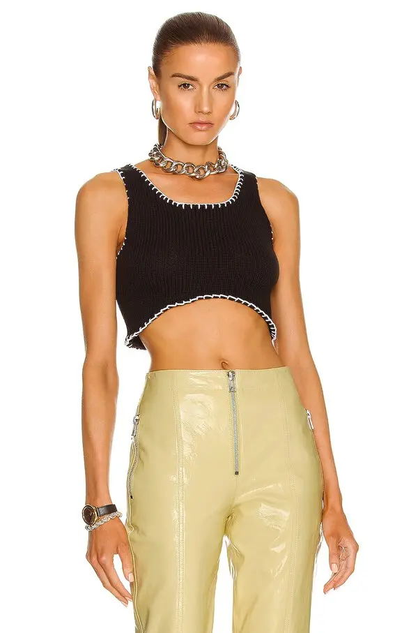 AISLING CAMPS Blanket Stitch Knit Top - Black & White