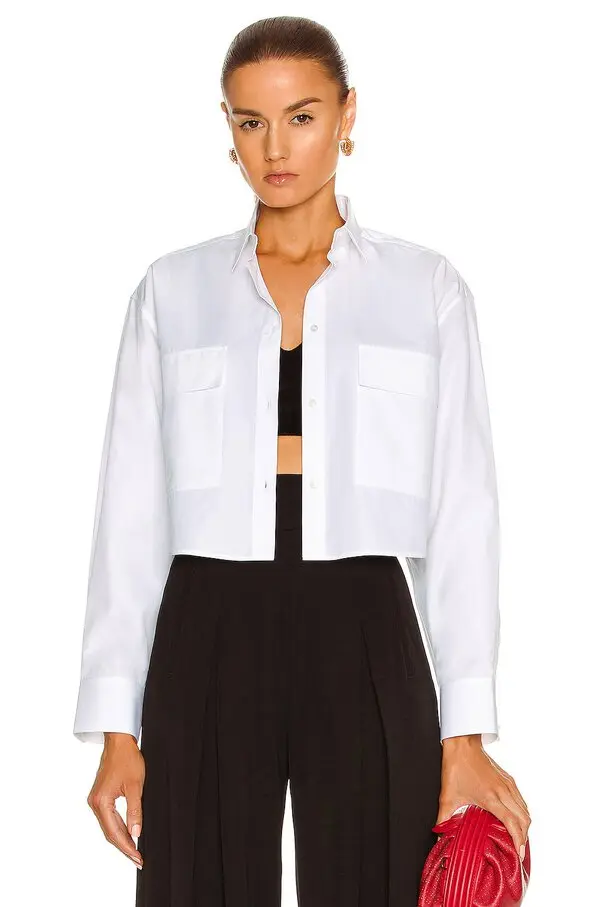 Alaïa Cotton Poplin Long Sleeve Top - Blanc