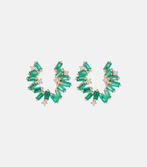 SUZANNE KALAN Izzy 18kt Gold Earrings With Emeralds And Diamonds