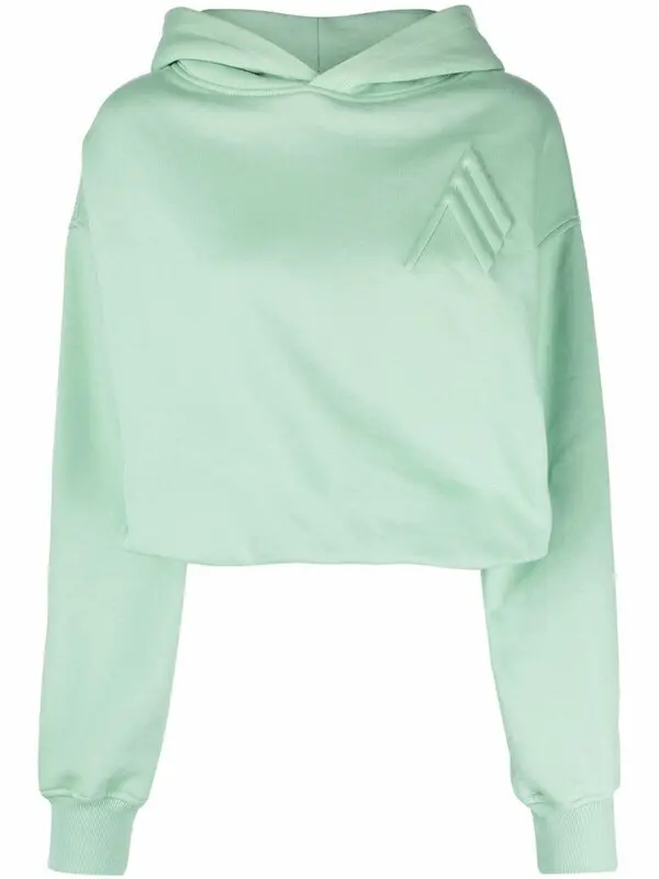 Attico Cropped Embroidered Hoodie - Green
