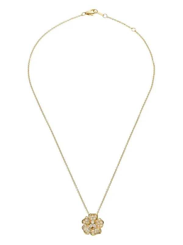 LEO PIZZO 18kt Yellow Diamond Floral Necklace - Gold