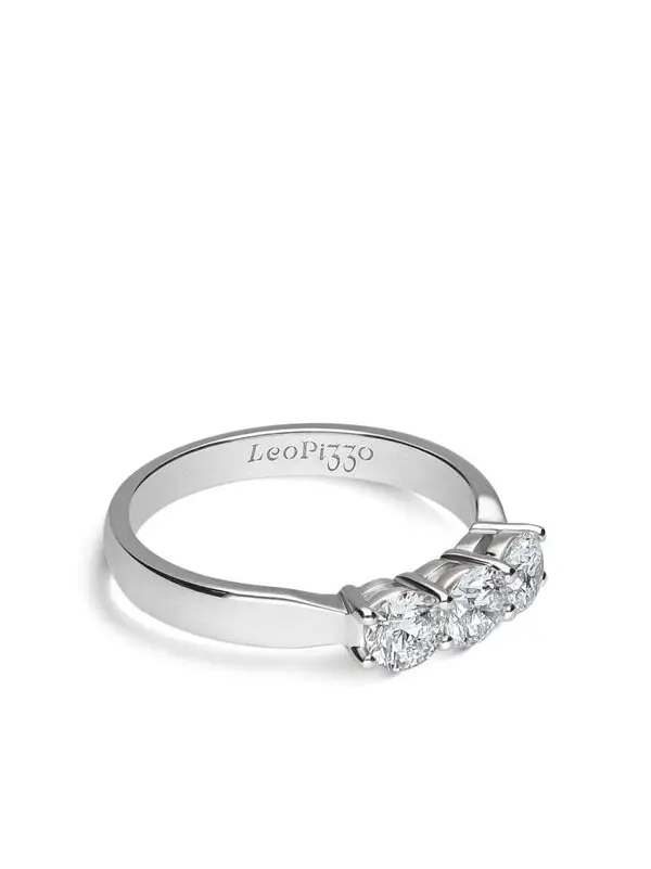 LEO PIZZO 18kt White Gold Trilogy Diamond Ring - Silver