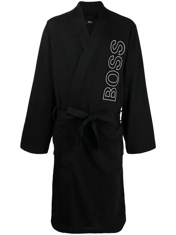 Hugo Boss Ogo-print Robe - Black | Editorialist
