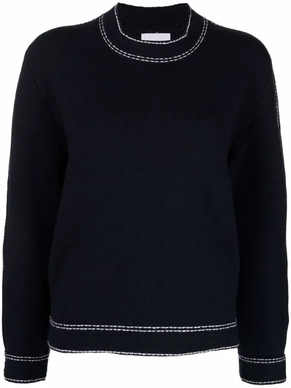 BARRIE Contrasting-stitch Jumper - Blue