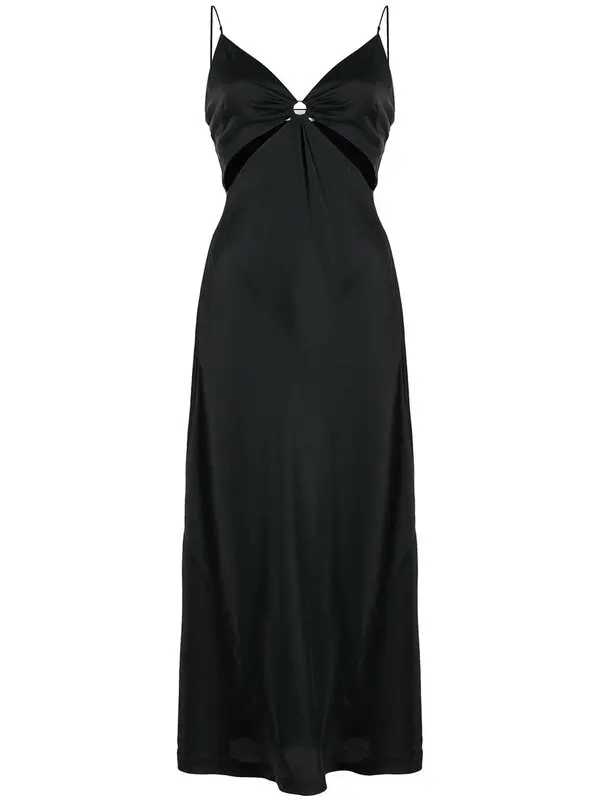 Simkhai Gathered Cut-Out Slip Dress - Black | Editorialist
