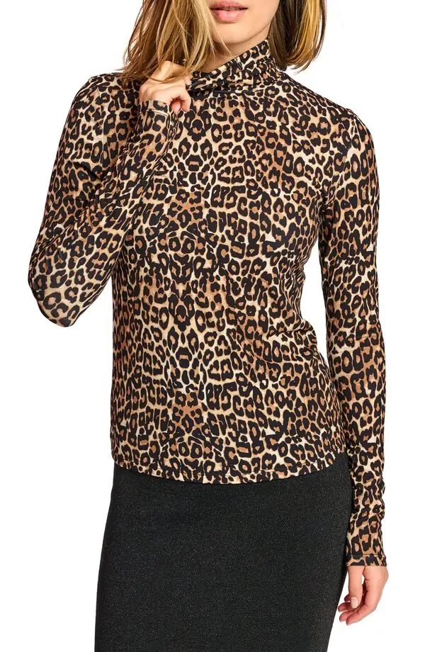 Essentiel Antwerp Animal Print Turtleneck Top Essentiel Antwerp