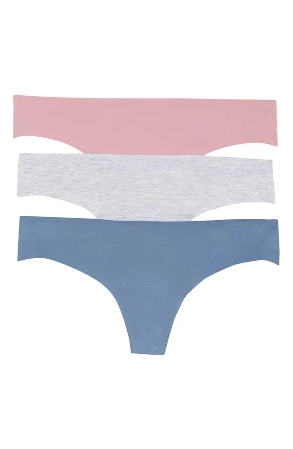 Hunkemoller Assorted 3-pack Invisible Cotton G-string Thongs - Blue ...