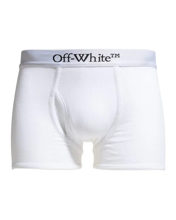 Off-White Ribbed Logo Boxer Briefs - 0110 White Black | Editorialist