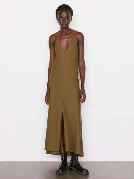 Frame Lace Back Halter Dress In Surplus - 72% Off | Editorialist
