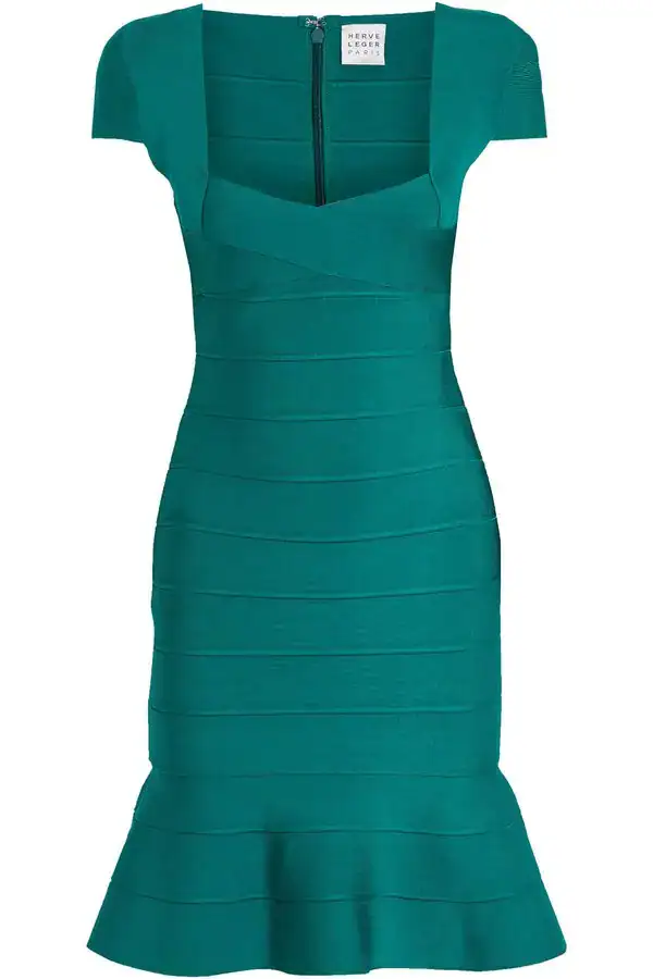 green emerald velvet dress Josie Bandage V Neck Mini Dress