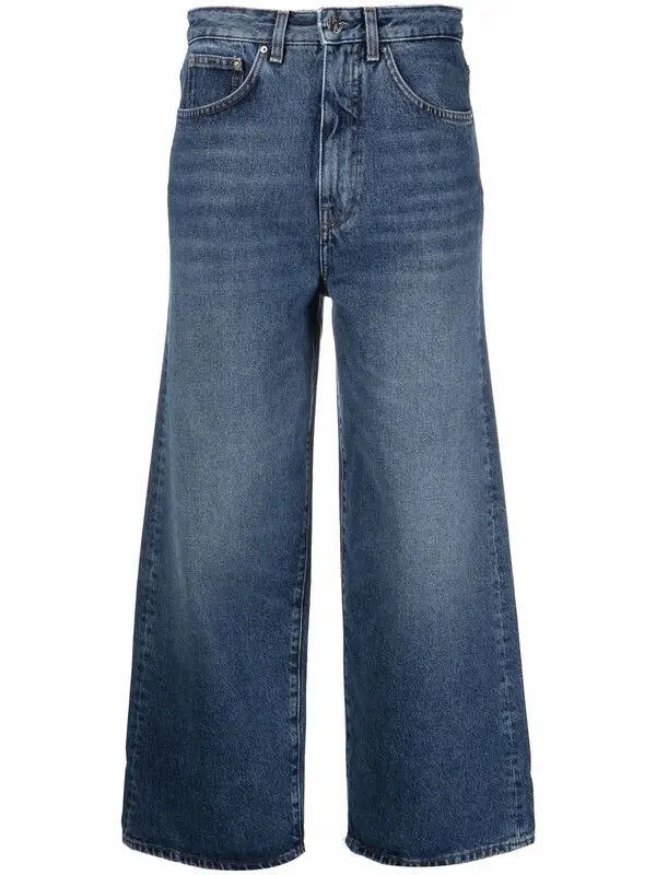 TOTÊME Organic Cotton Cropped Flare Jeans - Blue