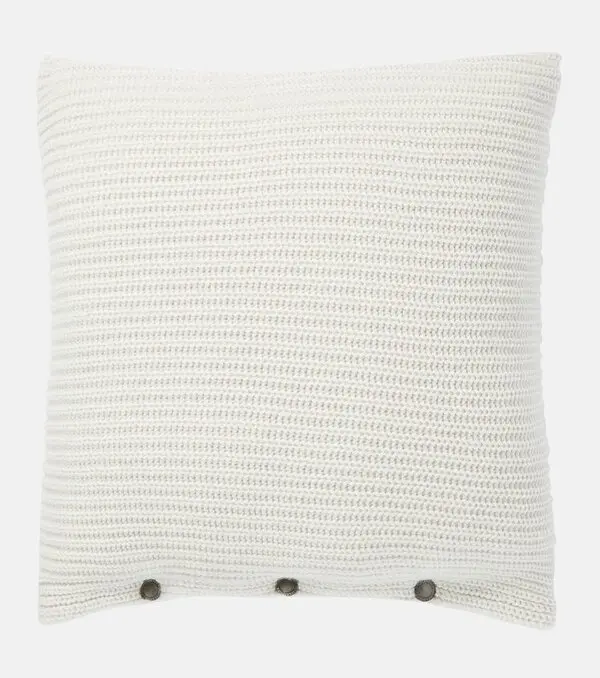 Brunello Cucinelli Ribbed Cashmere Cushion - White