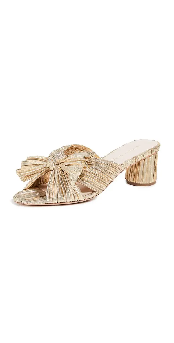 LOEFFLER RANDALL Emilia Pleated Bow Sandals - Gold