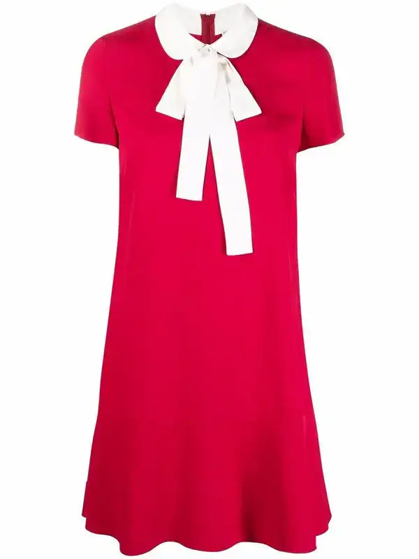 Red Valentino Valentino Pussybow-Collar Drop Waist Mini Dress In Red - 60%  Off | Editorialist