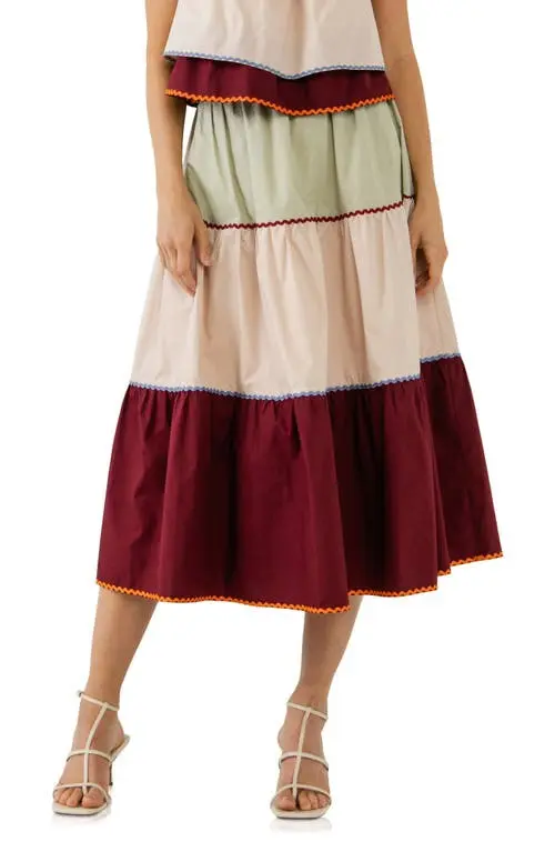 English Factory Colorblock Midi Skirt