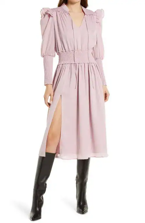 knee length dresses for ladies Montsand Black Smocked Dress