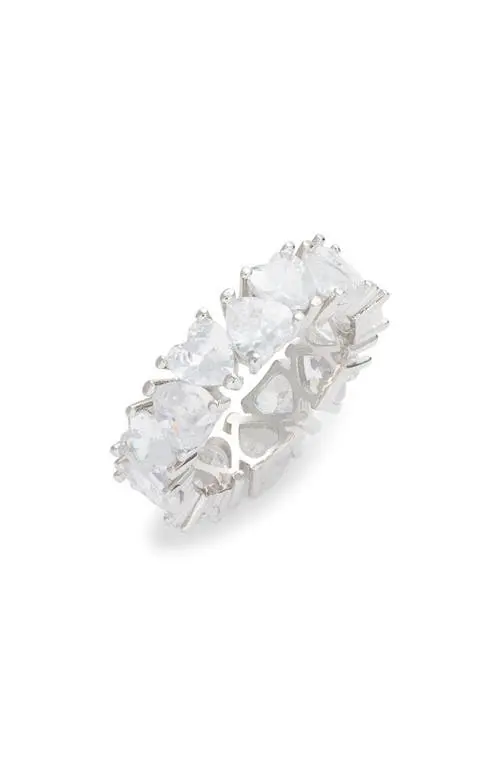SHYMI Heart Cubic Zirconia Eternity Ring - Silver/white