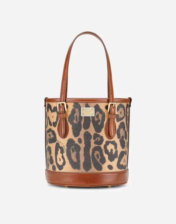 Dolce & Gabbana Small Bucket Bag With Leopard Print - Multicolor