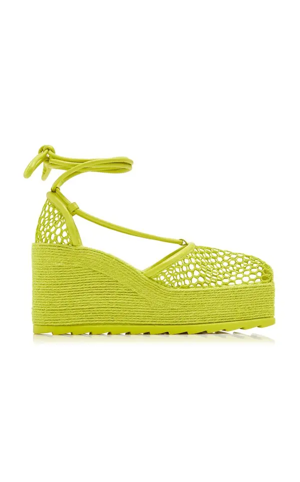 Bottega Veneta Lace-up Wedge Espadrilles - Green