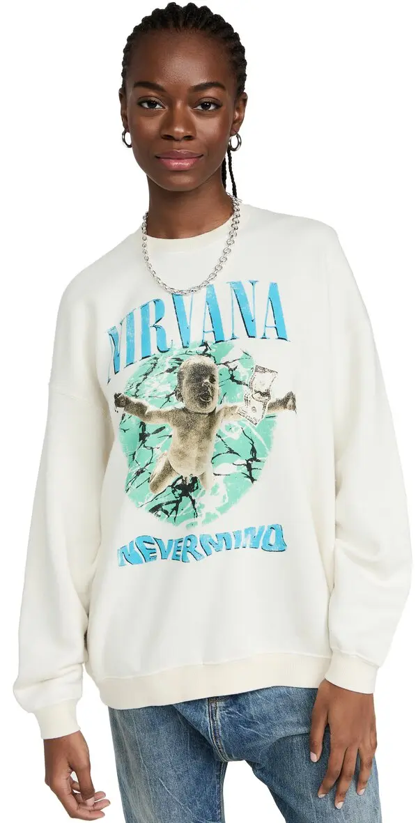 R13 Nirvana Nevermind Album Cover Oversized Crewneck - Ecru | Editorialist