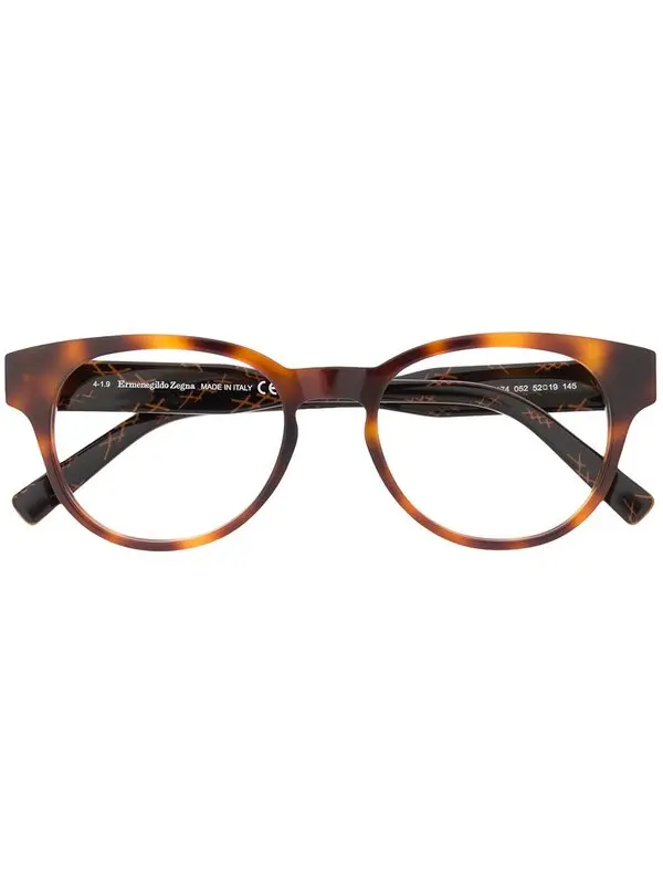 Zegna Tortoiseshell Round Frame Glasses