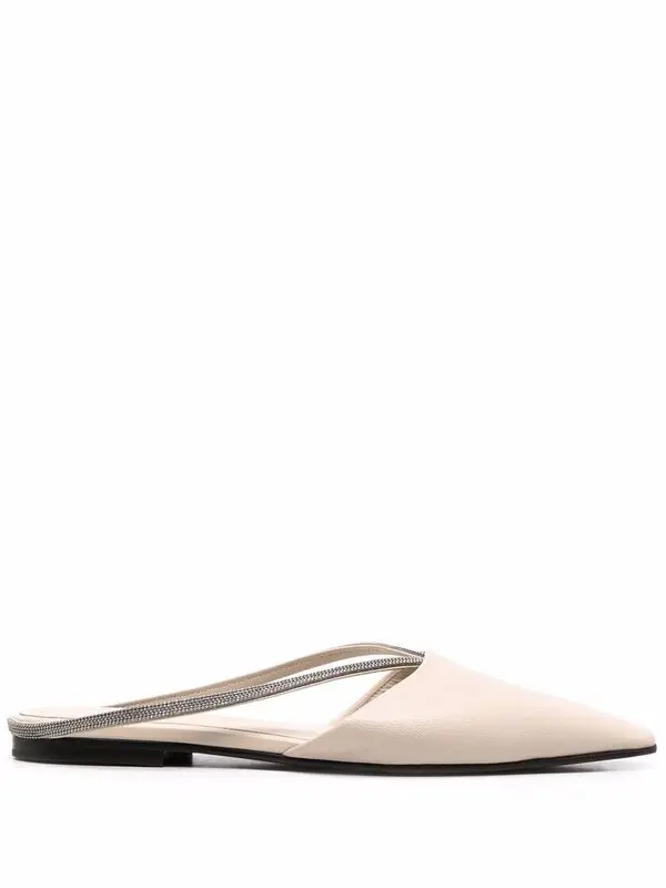 Brunello Cucinelli Monili-embellished Leather Mules