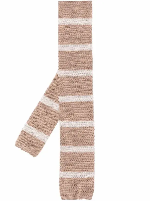 Brunello Cucinelli Striped Knitted Tie - Neutrals