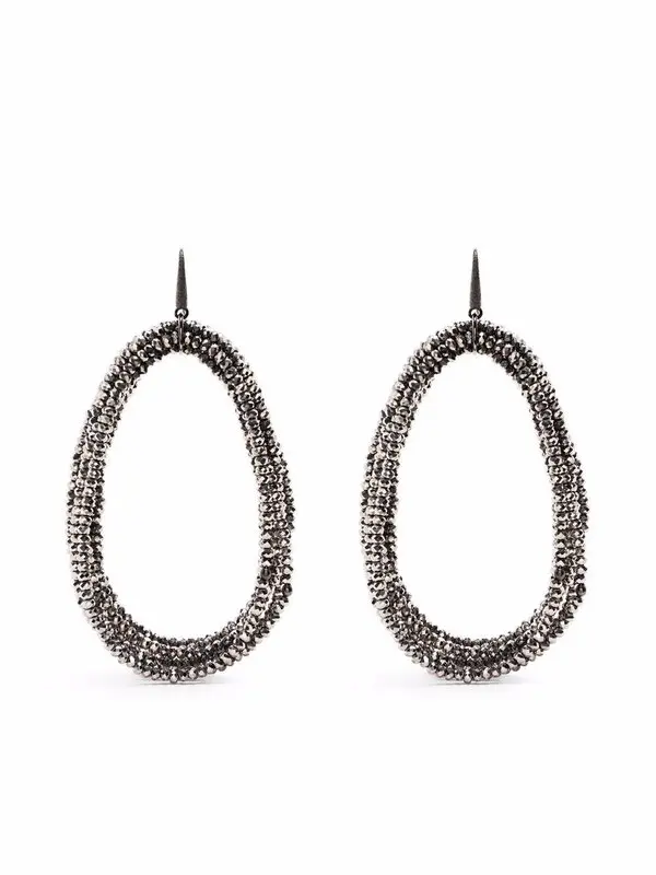 Brunello Cucinelli Spinel Beaded Hoop Earrings