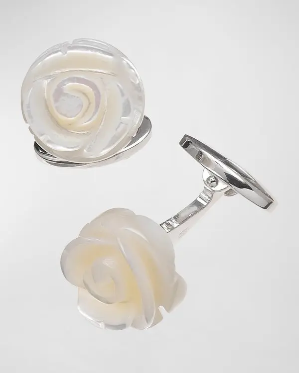 JAN LESLIE Carved Rose Cuff Links - One-color