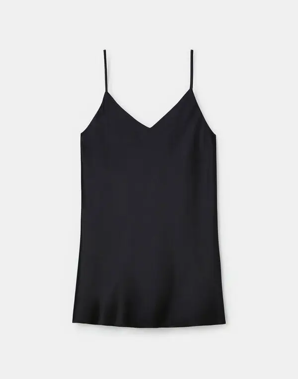 Lafayette 148 New York Silk Charmeuse Bias Tank - Black