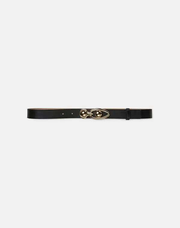 Lafayette 148 black skinny leather belt Nappa Leather L Beam Skinny Belt | Lafayette 148 New York main image 2
